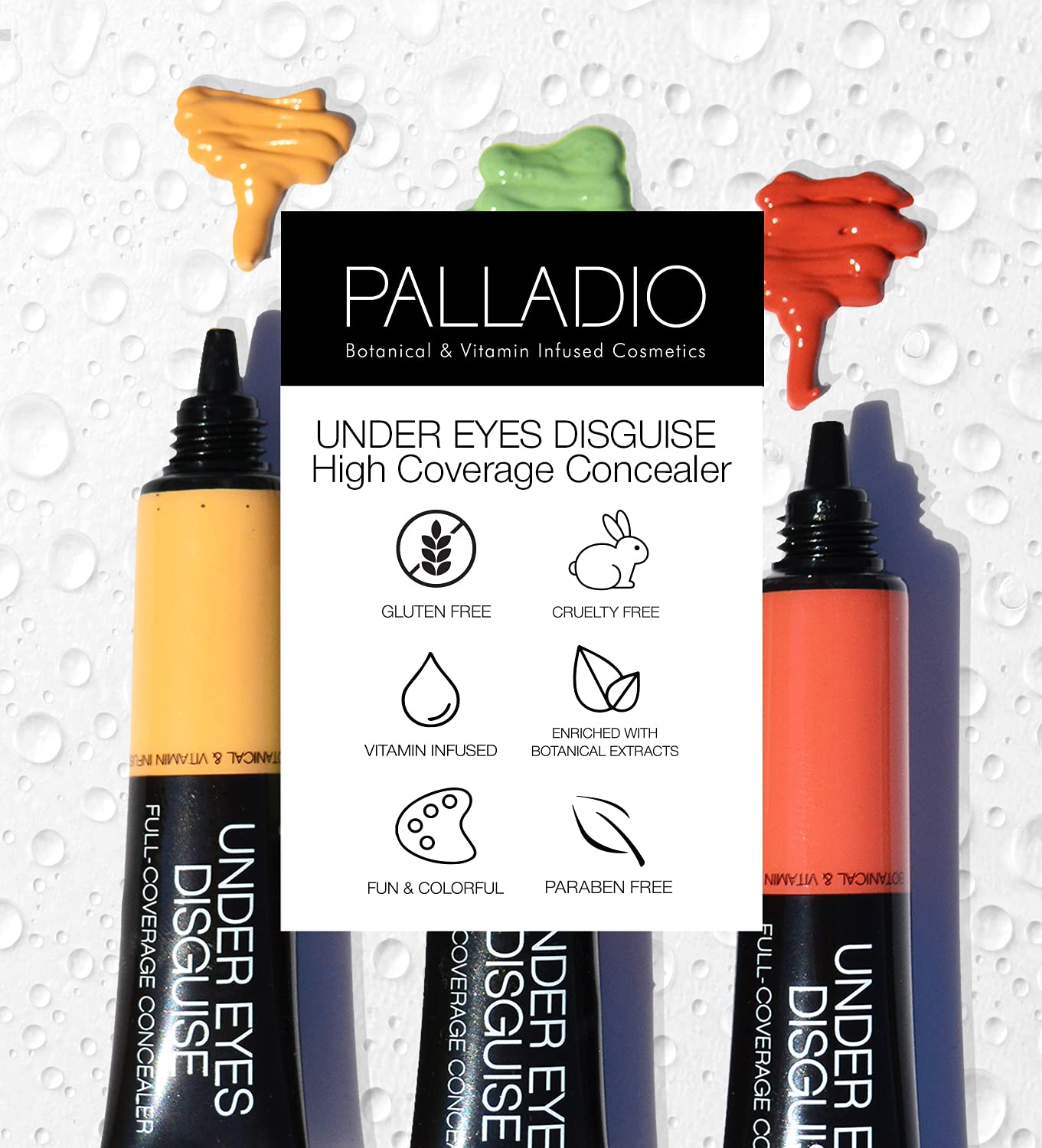 Palladio Full Coverage Concealer, Under Eyes Disguise, Creamy Face and Eye Concealer, Evens Skin Tone, Conceals Blemishes, Dark Circles and Fine Lines, Use with Concealer Brush, Toffee