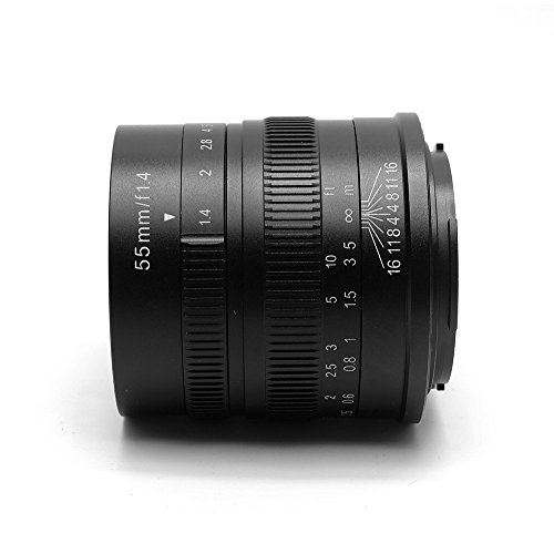 7artisans 55mm F1.4 APS-C Aluminum Manual Fixed Lens für Fuji X Mount Cameras Like X-A1 X-A10 X-A2 X-A3 X-at X-M1 XM2 X-T1 X-T10 X-T2 X-T20 X-Pro1 X-Pro2 X-E1 X-E2 X-E2s (Black)