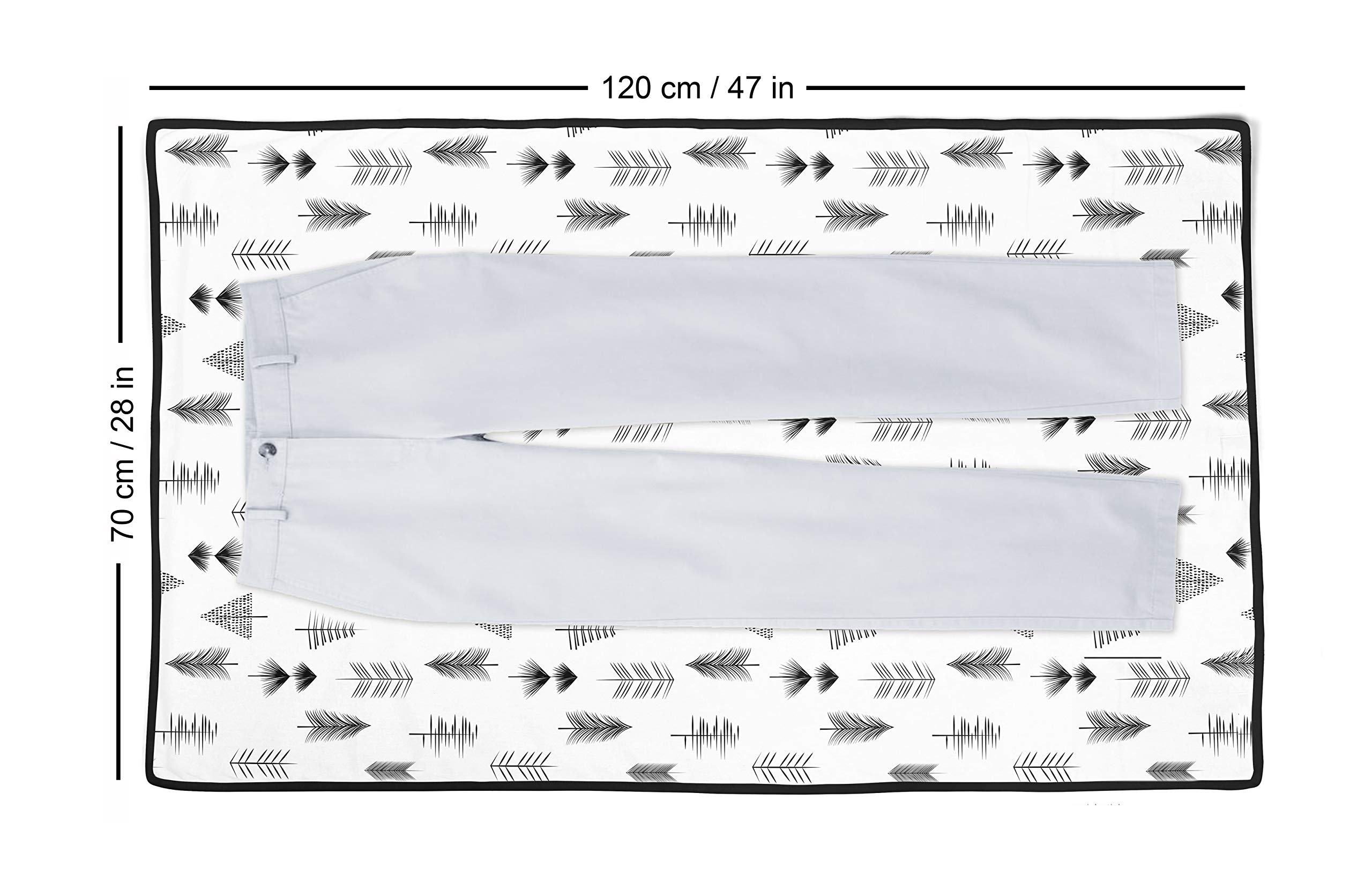 Encasa XO Ironing Mat/Pad (Large 48"x28") with 3mm Padding & Silicone Iron Rest for Steam Pressing on Tabletop or Bed - Heat Resistant, Portable, Quilting & Travel Blanket - Black Arrow