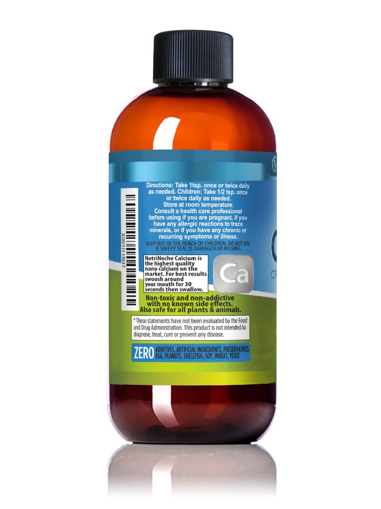 NutriNoche Liquid Calcium Supplement - 99.99% Ultra Pure Crystalline Nano Calcium for Women, Men & Children - Calcium Citrate Alternative - Absorbed at a Cellular Level Sublingually - 30 ppm