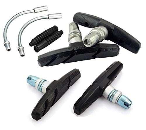 Star-Art Bike Brake Pads Brake Kit Brake Shoes Pads Cable Guide Protector 8 in One 70mm Bicycle V-Brake Pad Set Work for All Shimano Sram MTB V-Brake System 2pairs(4 Pieces) (Black)