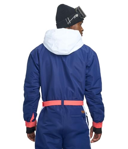 Tipsy Elves Men's Blue and White Santa Fe Shredder Ski Suit from Size X-Large