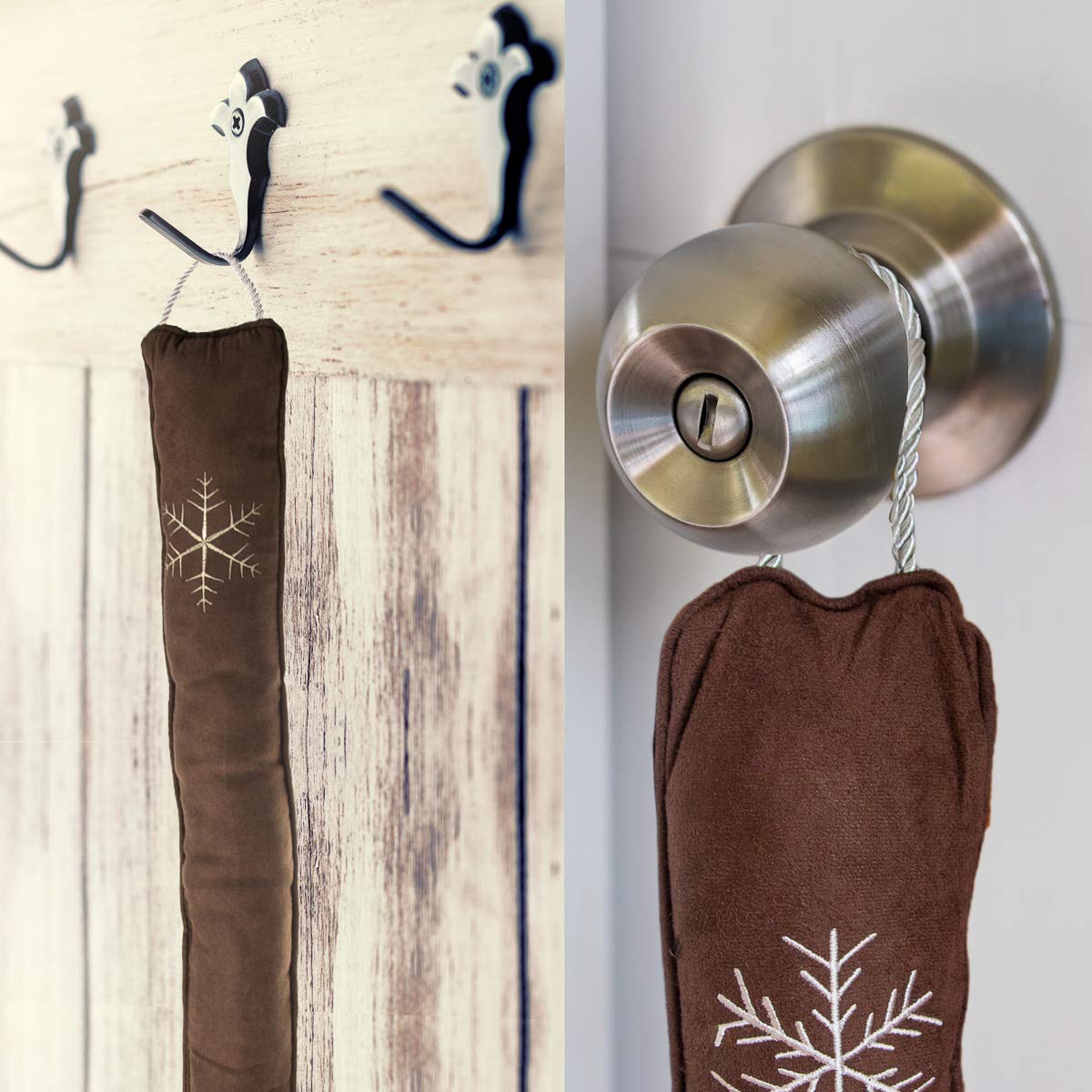 Simply Genius Cold Weather Door Draft Stopper - 36 Inch Brown Wind Blocker for Door Bottom and Window Sill
