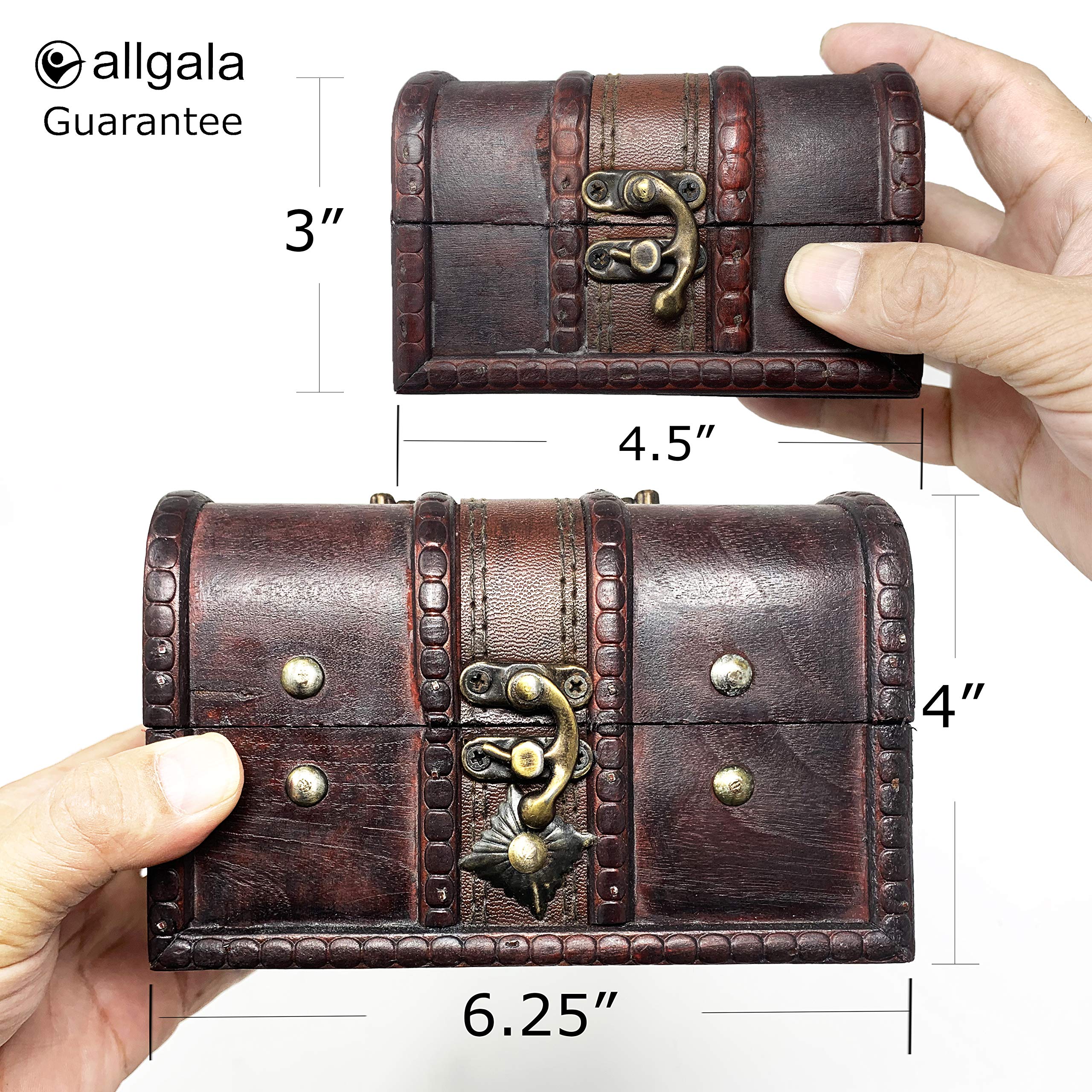allgala Antique Wooden Jewelry Treasure Keepsake Box 2-PC Set-HD90203