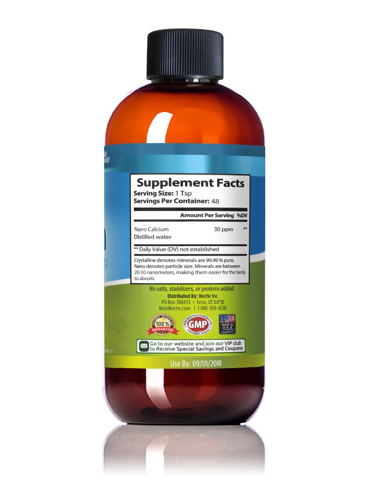 NutriNoche Liquid Calcium Supplement - 99.99% Ultra Pure Crystalline Nano Calcium for Women, Men & Children - Calcium Citrate Alternative - Absorbed at a Cellular Level Sublingually - 30 ppm