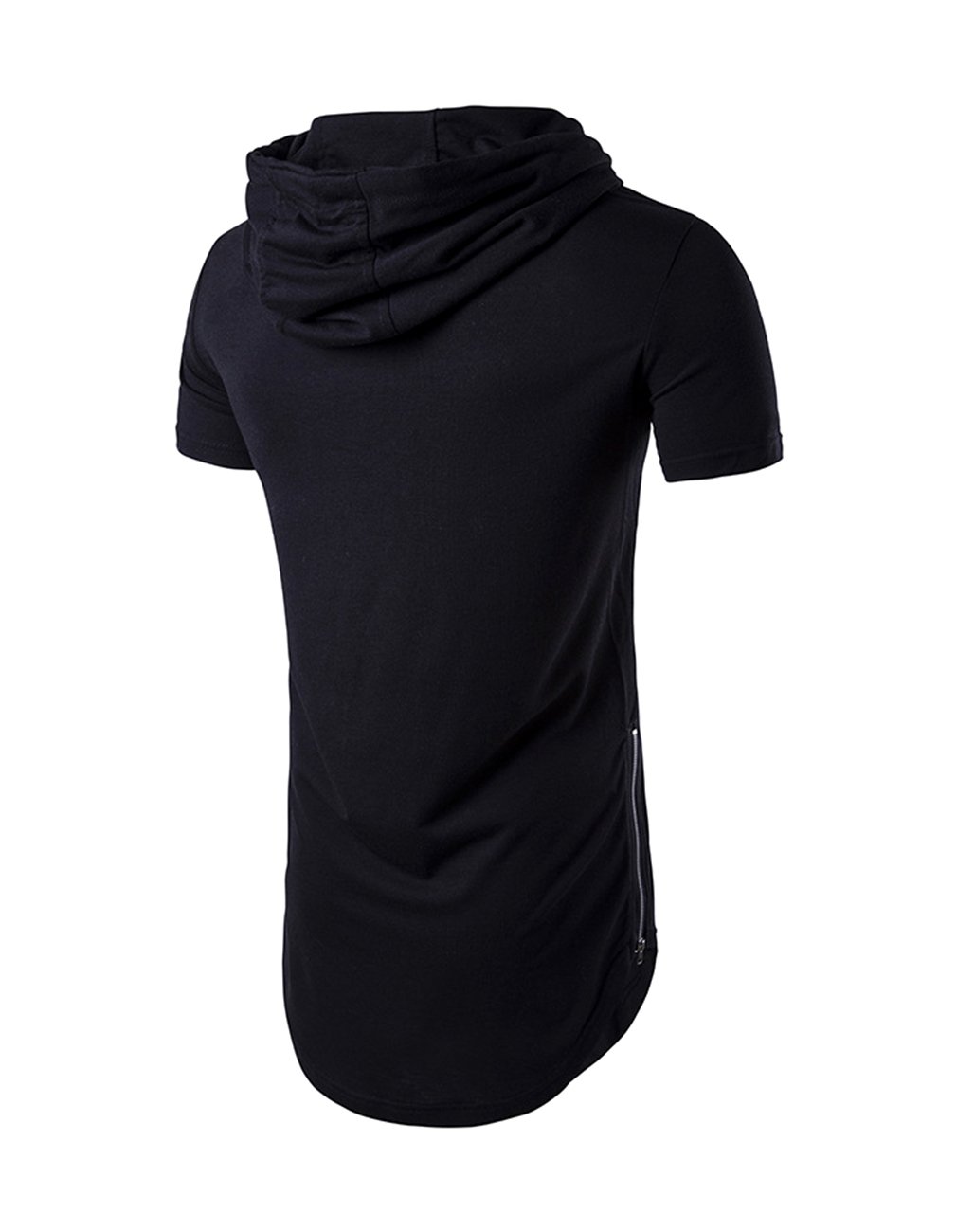 Men's Hipster Hip Hop Hoodies Side Zipper T Shirt Casual Cotton Pullover Hoodies Shirts (XX-Large, Black)
