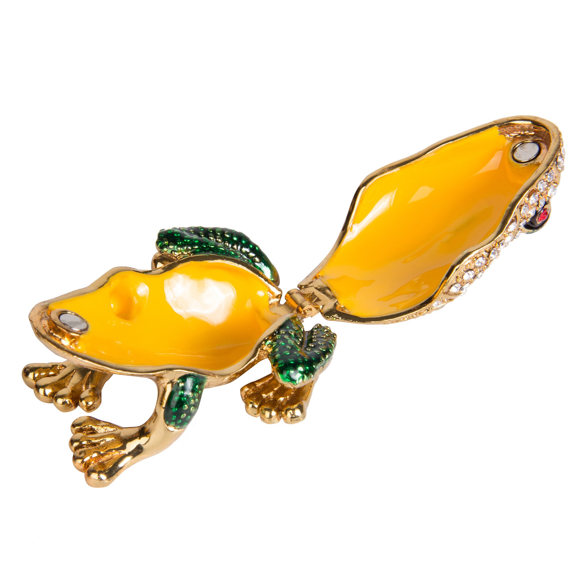 QIFU Hand Painted Enameled Frog Style Decorative Hinged Jewelry Trinket Box Unique Gift for Home Decor