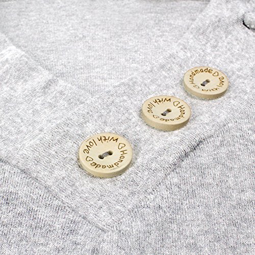 VOIANLIMO Women's Sweatshirts Long Sleeve Button V-Neck Pockets Pullover Hoodies Silver XL