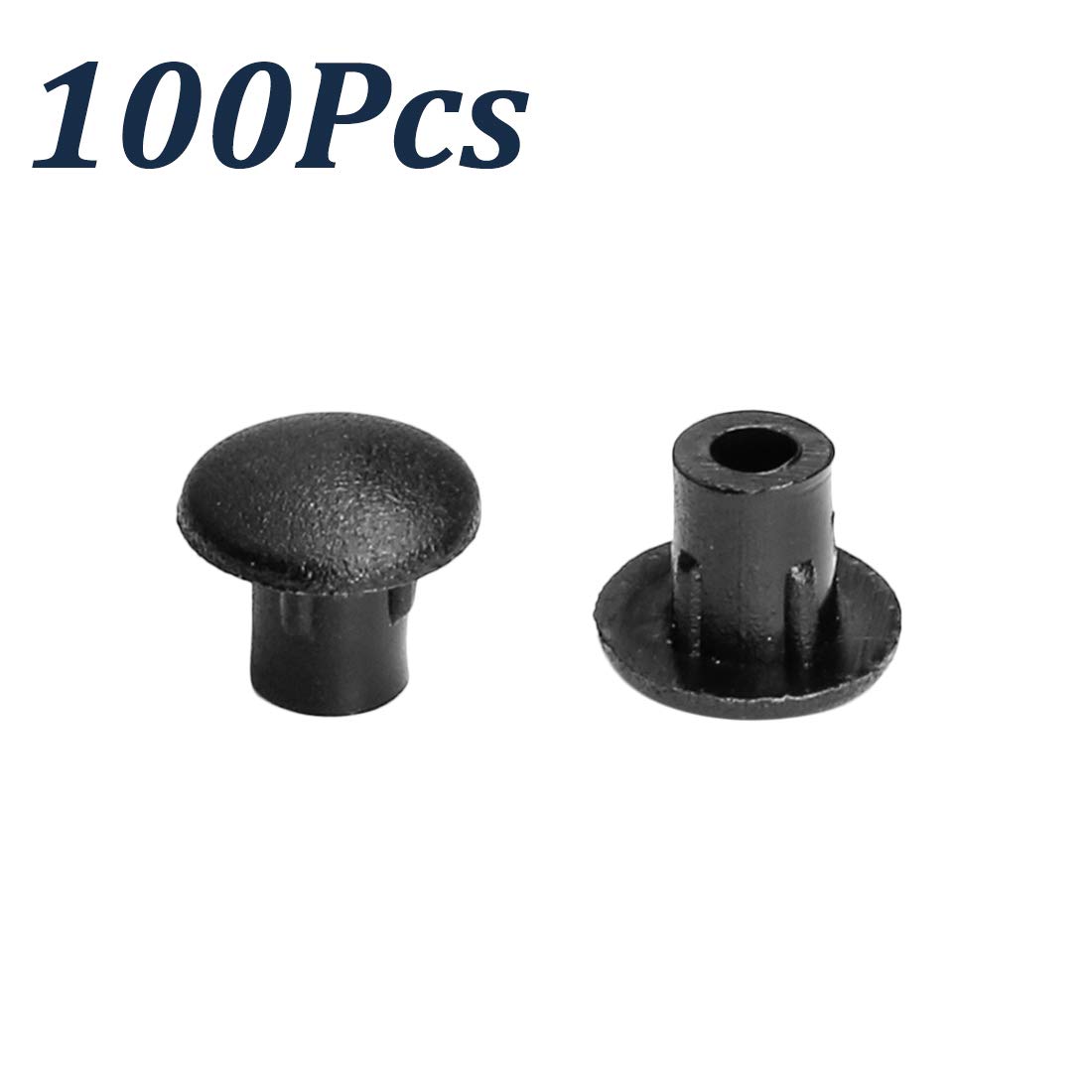 Luomorgo 100Pcs Black 5mm/0.2 inch Shelf Peg Hole Plugs for Kitchen Cabinet Furniture Hole