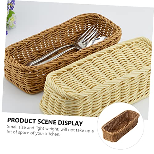 BESTonZON 2pcs Restaurant Vegetables Farmhouse Knitting Bread Caddy Kitchen Cutlery Imitation Forks Baskets Table Rectangular Keys Cabinet Holders Cm Bin Pantry Wallet Handmade Xxcm Cell