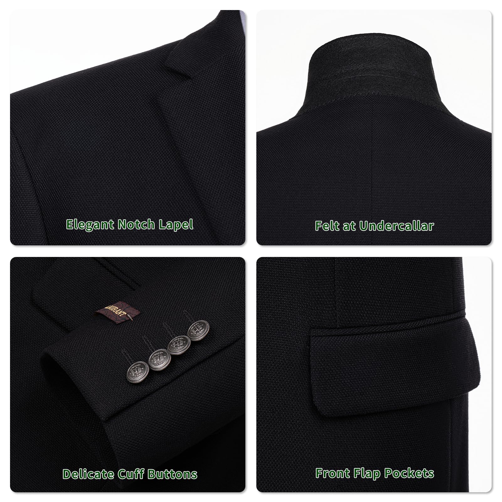 Mens Blazer Jacket - Classic Fit Sport Coat, Casual Suit Jacket, Regular/Short/Tall Black