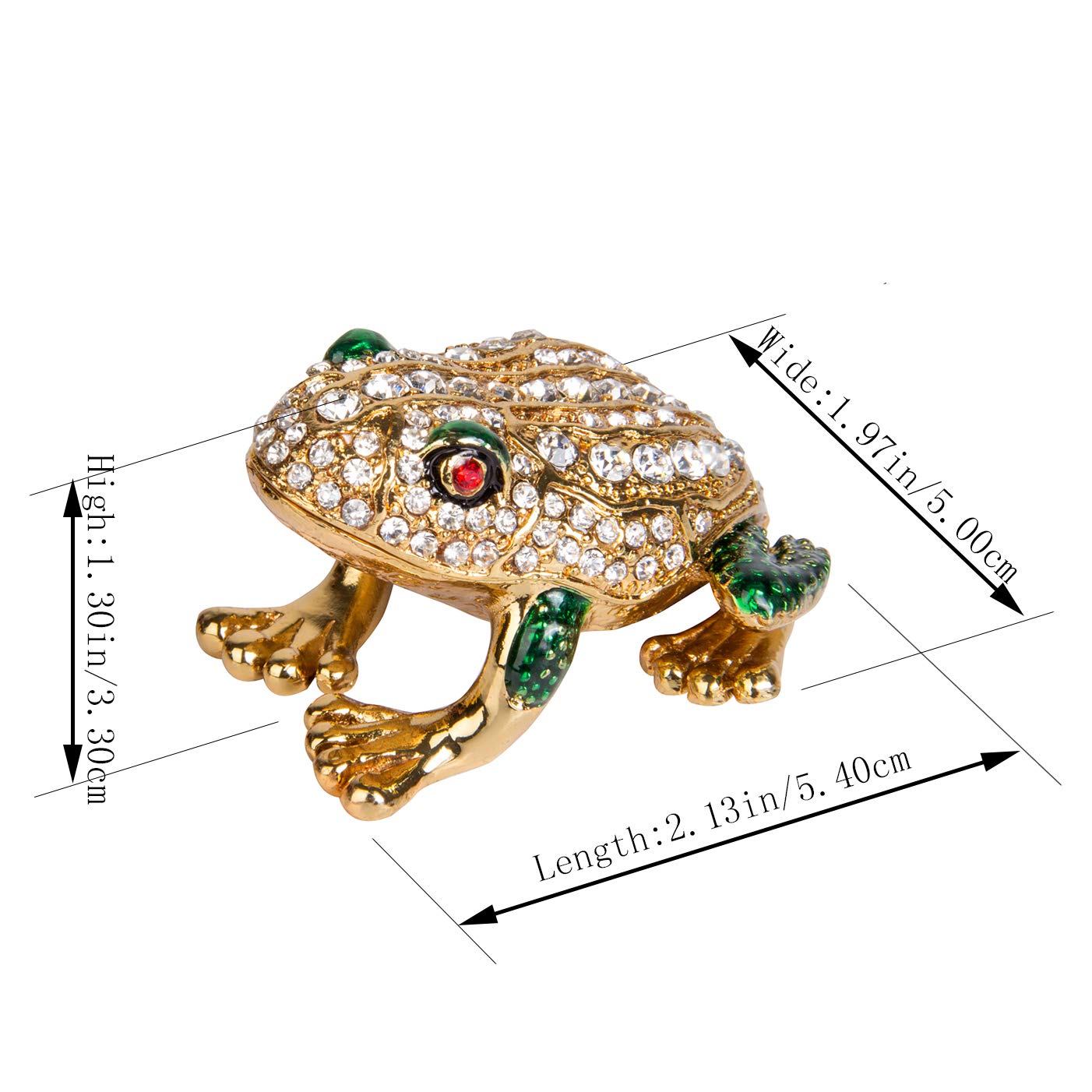 QIFU Hand Painted Enameled Frog Style Decorative Hinged Jewelry Trinket Box Unique Gift for Home Decor