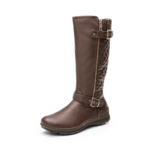 DREAM PAIRS Women's Faux Fur Knee High Boot Round Toe Fall Winter Boots,Size 10,Brown,URVA