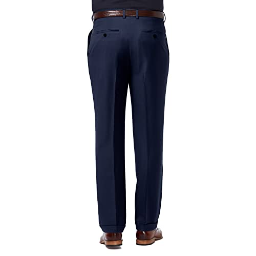Haggar Mens Premium Comfort Classic Fit Pleat Front Reg. And Big & Tall Sizes Dress Pants, Blue, 40W X 30L US