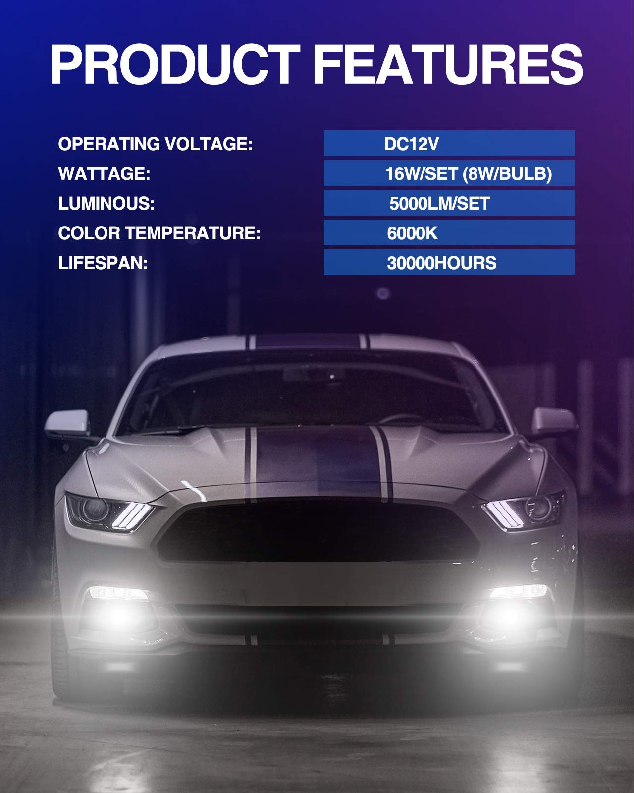 Marsauto H11 H8 H16 LED Fog Light Bulbs, 6000k Xenon White, Superior Bright CSP Chips 360-degree Illumination DRL, Halogen Bulbs Replacement for Cars,Trucks,SUVS