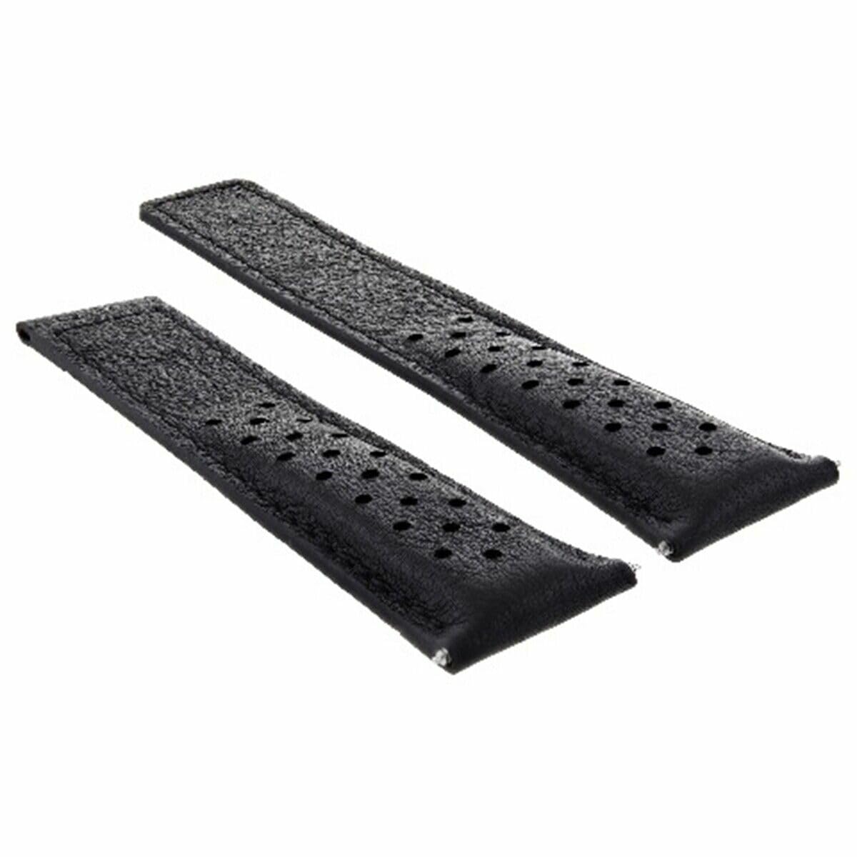 Ewatchparts Leather Watch Band Strap 22mm Compatible With Tag Heuer Carrera Monaco Cw2113-0 Deployment Black