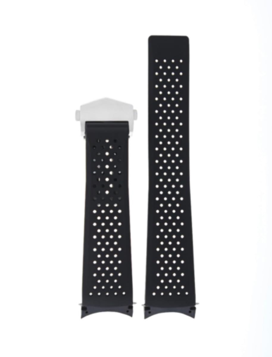 Ewatchparts 22mm Rubber Band Strap Compatible With Tag Heuer Grand Carrera Calibre 5 With Clasp Black