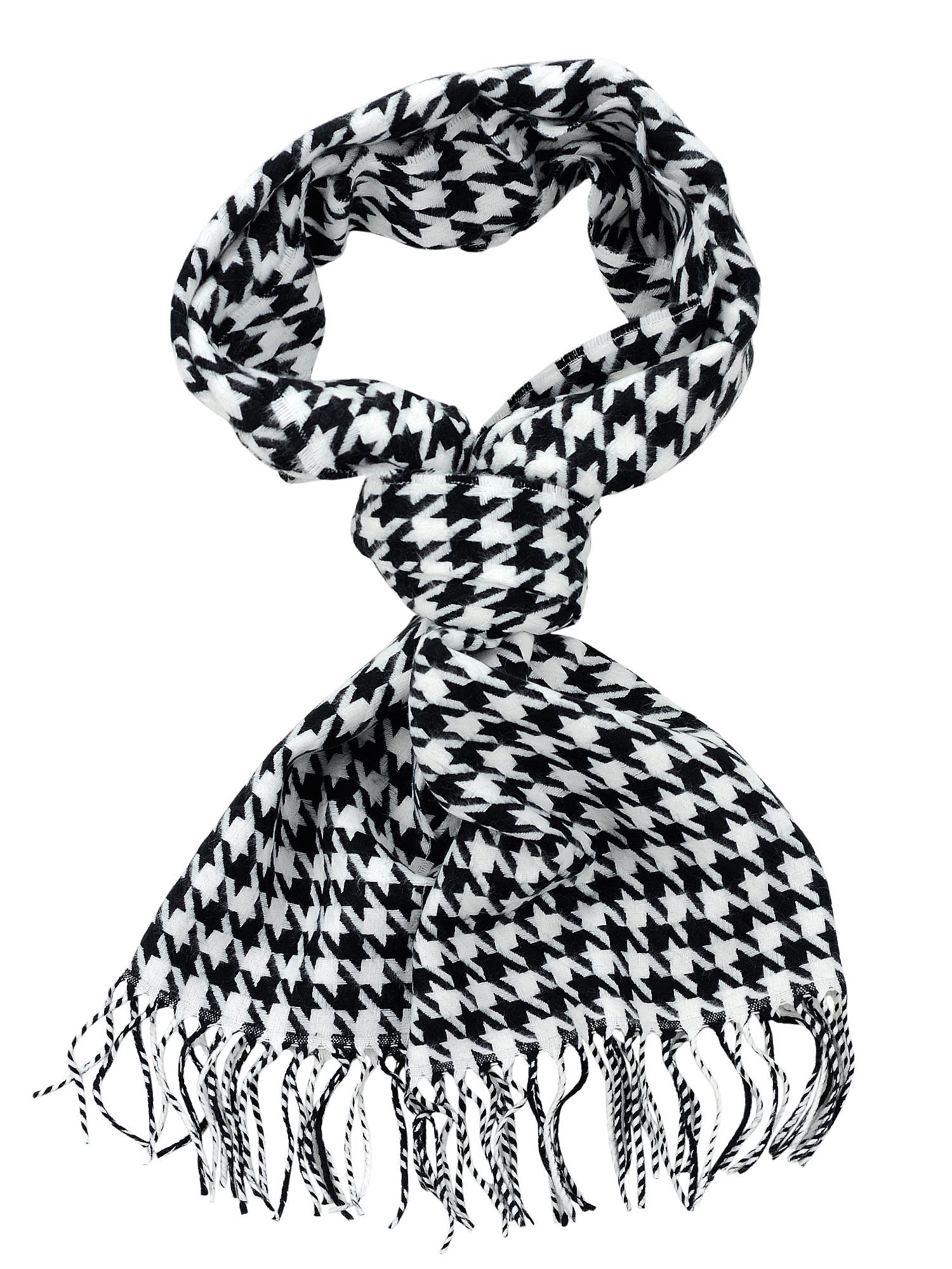 D&Y Unisex Classic Softer Than Cashmere Chevron Fringe End Scarf, Black/White