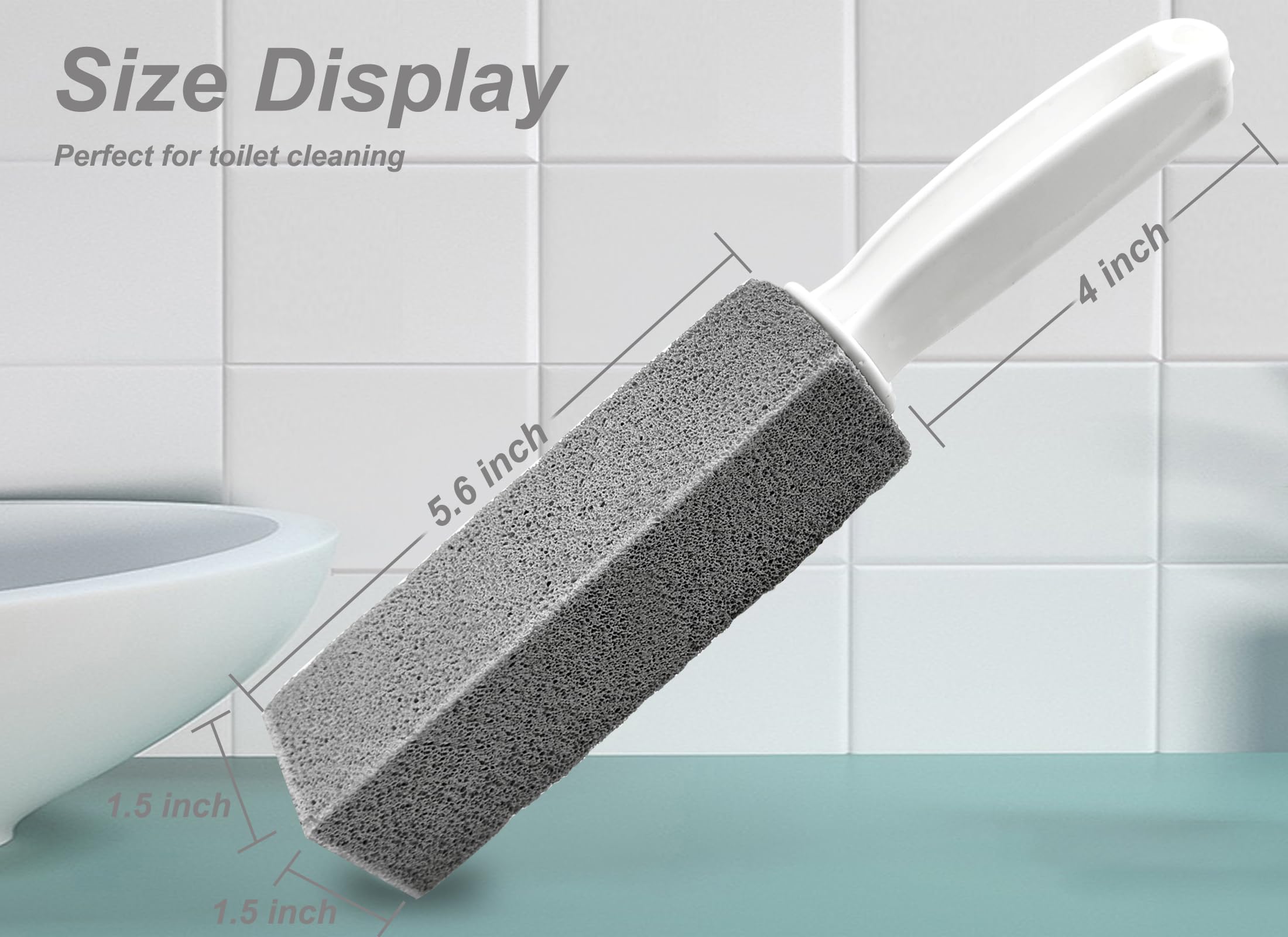 Comfun Pumice Stone Toilet Brush for Cleaning Toilet Bowl with Handle, Pumice Stick for Toilet Cleaning, 2 Pack