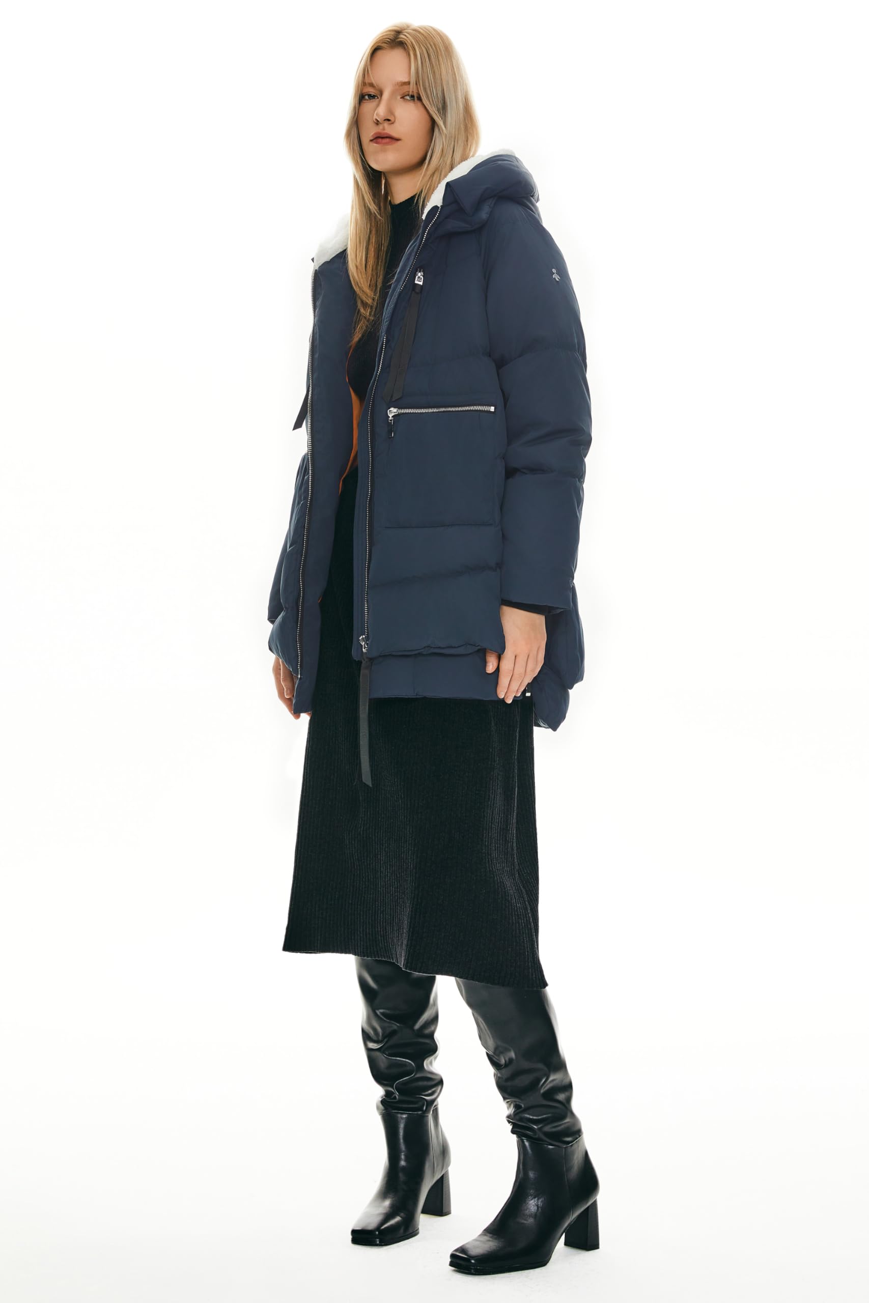 Orolay Women's Thickened Down Jacket (XL, Navy)