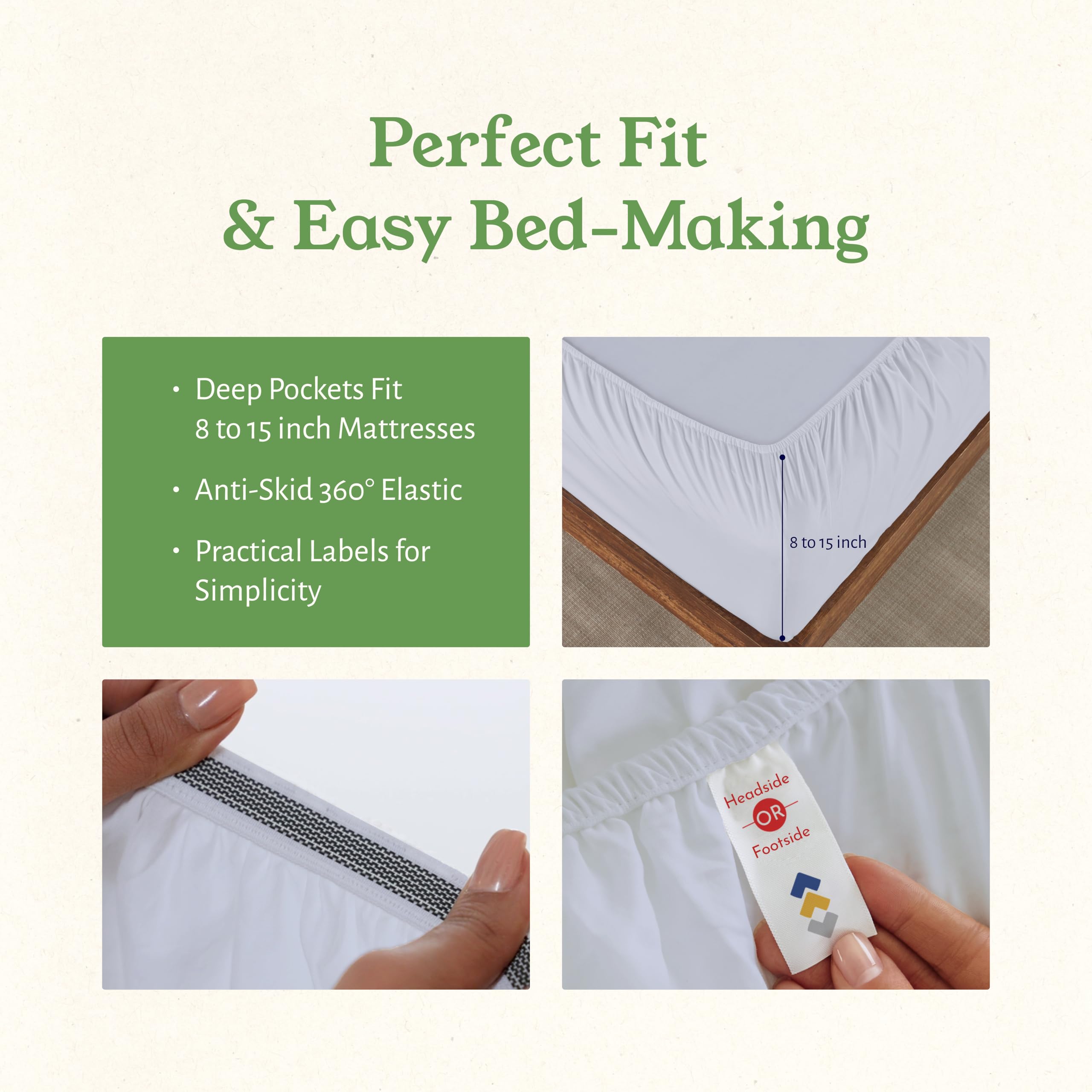 California Design Den 100% Organic Cotton Sheets Full Size Bed Set - Crisp Percale, Deep Pocket Cooling Sheets, GOTS Certified, Soft, Breathable and Durable Bedding Set - White