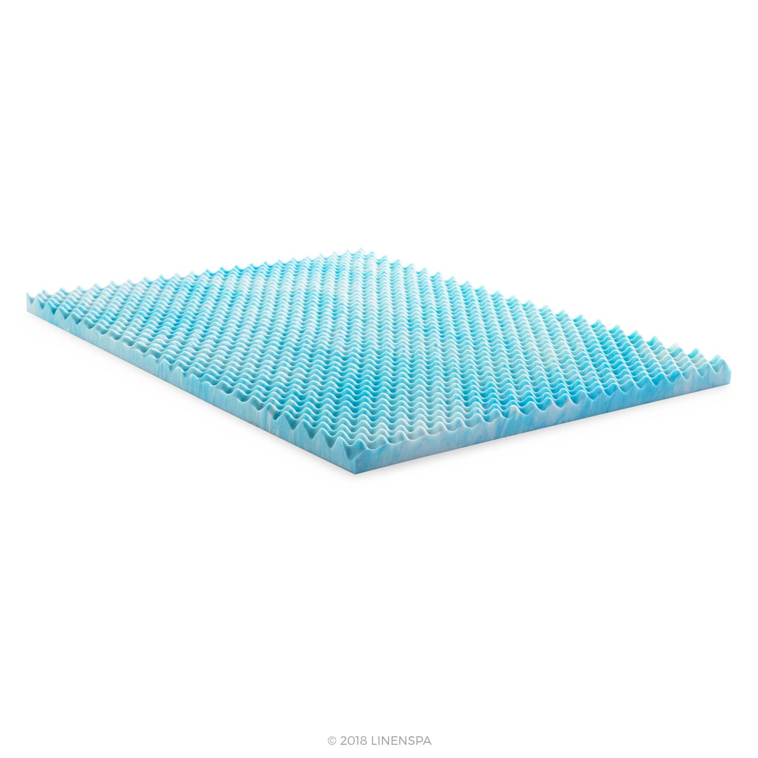 Linenspa 3 Inch Convoluted Gel Swirl Memory Foam Mattress Topper - Promotes Airflow - Relieves Pressure Points - King