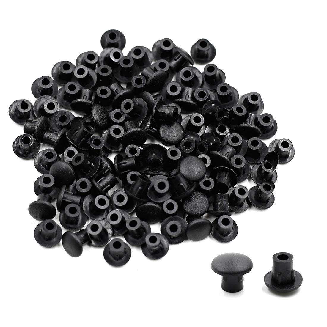 Luomorgo 100Pcs Black 5mm/0.2 inch Shelf Peg Hole Plugs for Kitchen Cabinet Furniture Hole