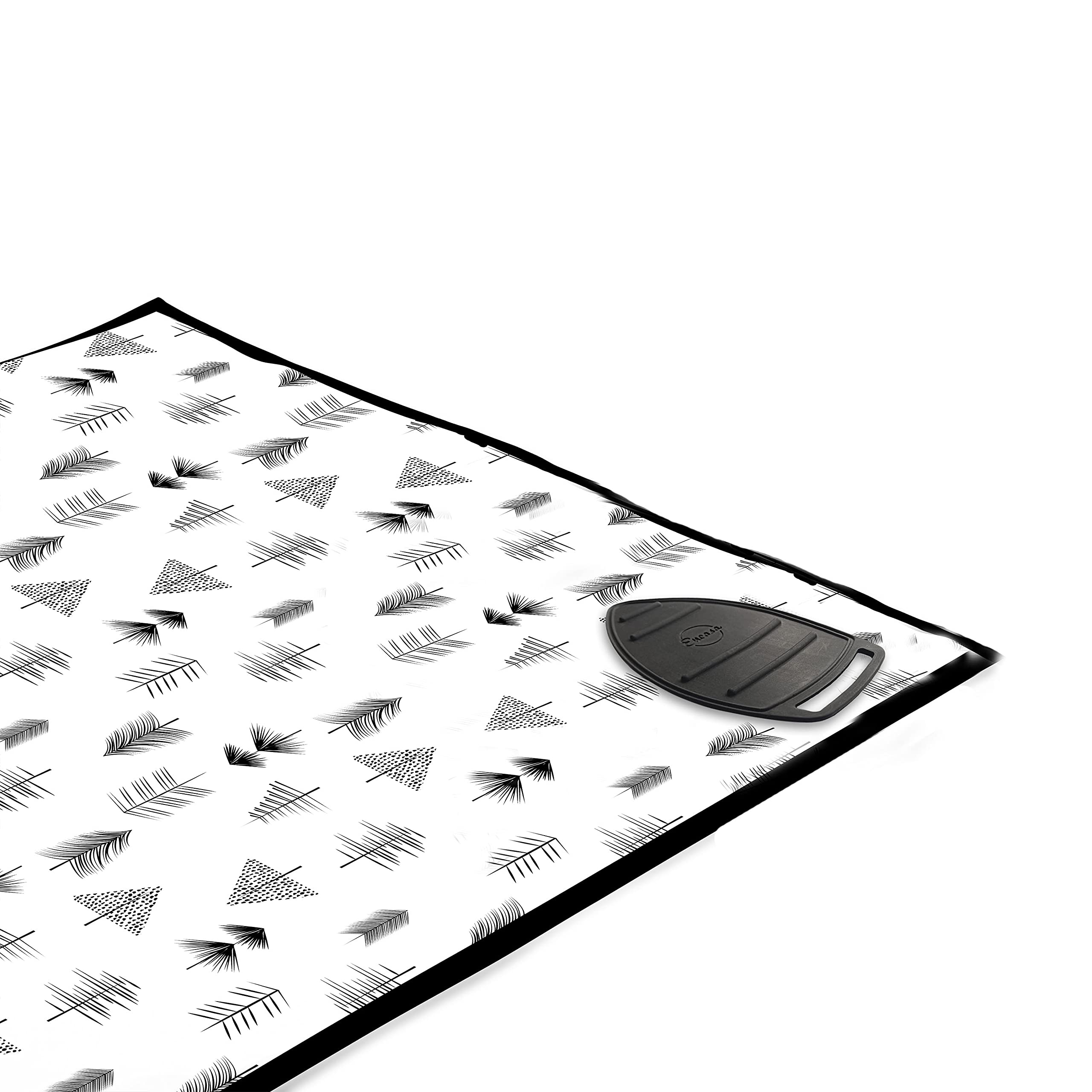 Encasa XO Ironing Mat/Pad (Large 48"x28") with 3mm Padding & Silicone Iron Rest for Steam Pressing on Tabletop or Bed - Heat Resistant, Portable, Quilting & Travel Blanket - Black Arrow