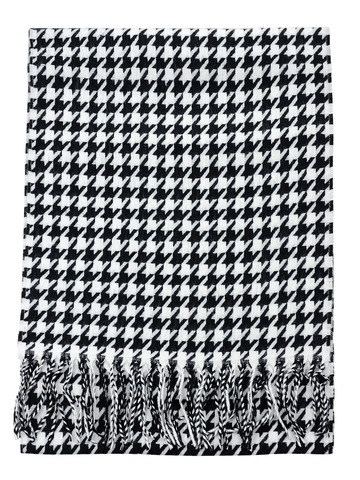D&Y Unisex Classic Softer Than Cashmere Chevron Fringe End Scarf, Black/White