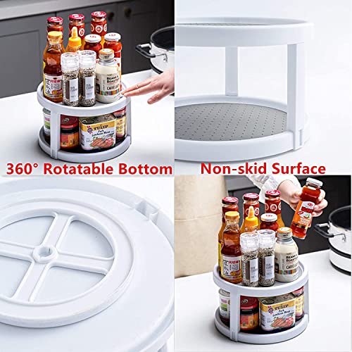 CheeseandU 2 Tier Lazy Susans Turntable - 10 Inch Pantry Cabinet Lazy Susan Storage Turntable Space Saving Rotating Spice Rack for Spices, Condiments, Baking, Bathroom