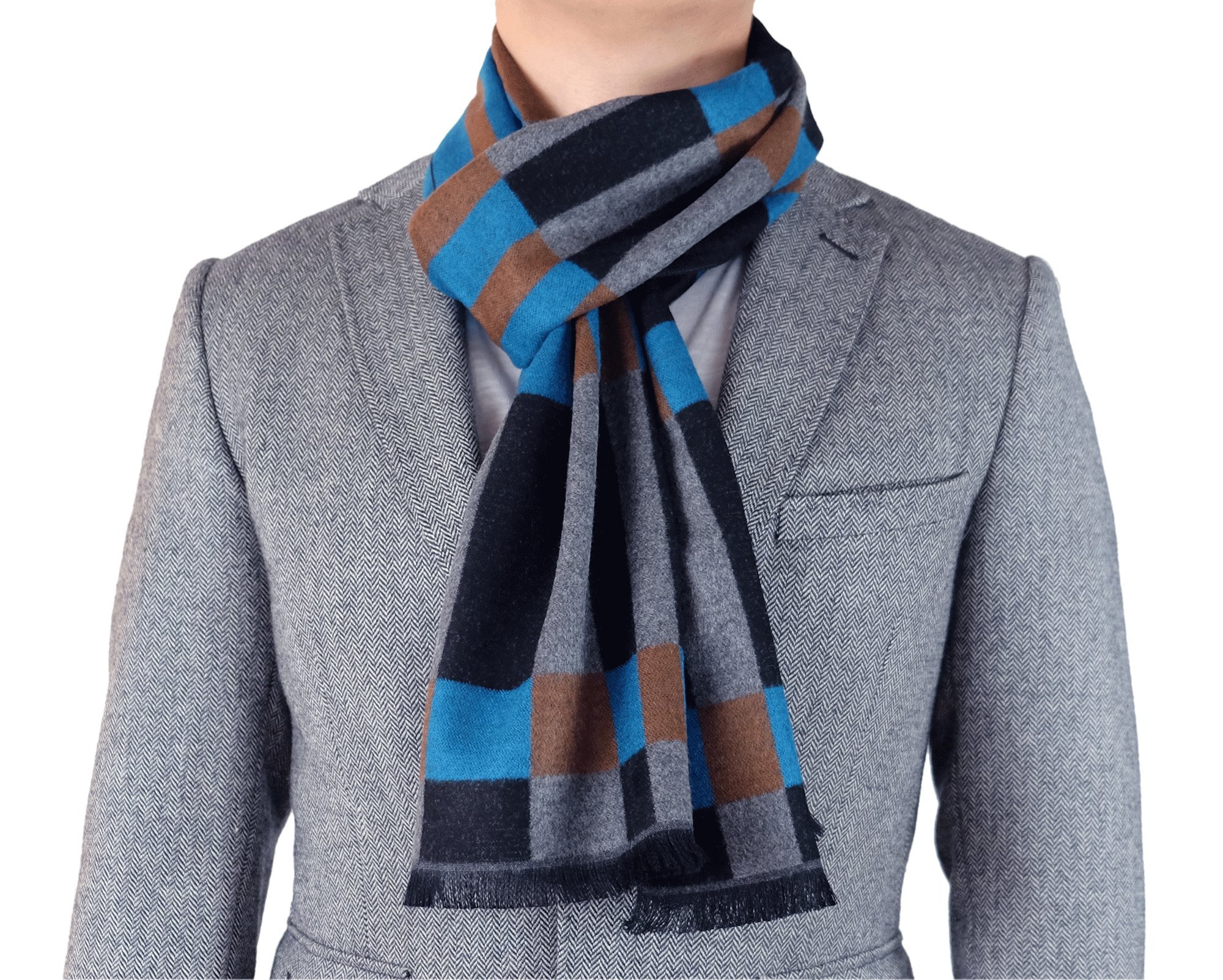 Scarf for Men Reversible Elegant Classic Cashmere Feel Scarves for Fall Winter (TA04-1)
