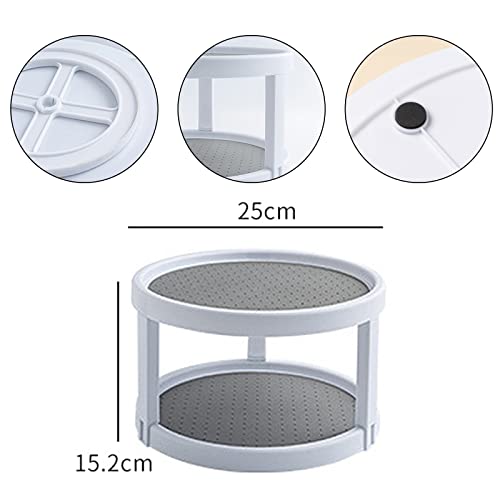 CheeseandU 2 Tier Lazy Susans Turntable - 10 Inch Pantry Cabinet Lazy Susan Storage Turntable Space Saving Rotating Spice Rack for Spices, Condiments, Baking, Bathroom