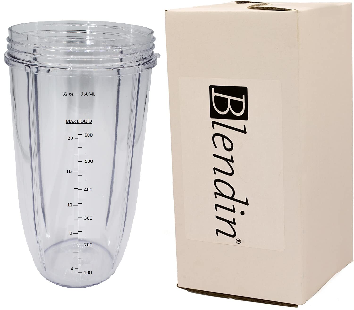 Blendin Replacement 32 Ounce Extra Large Colossal Cup Jar,Compatible with Nutribullet 600W, 900W, NB-101B, NB-101S, NB-201, NBR-0601, NBR-1201, NB9-1301, 900 Pro Series Blenders Juicers