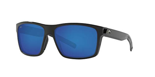 Costa Del Mar Man Sunglasses Shiny Black Frame - Blue Mirror Lenses - 60MM