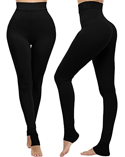 NORMOV Winter Warm Fleece Lined Leggings Women,Thick Thermal Velvet Tights (Black-XS/S)