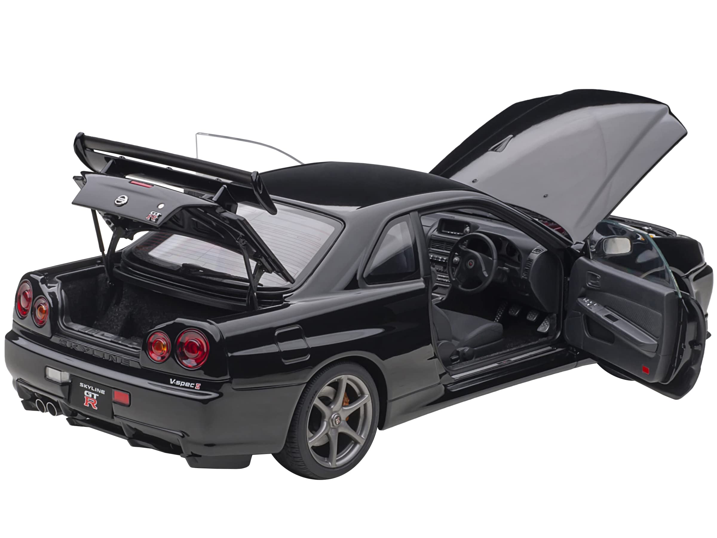 Skyline GT-R (R34) V-Spec II RHD (Right Hand Drive) Black Pearl 1/18 Model Car by Autoart 77407