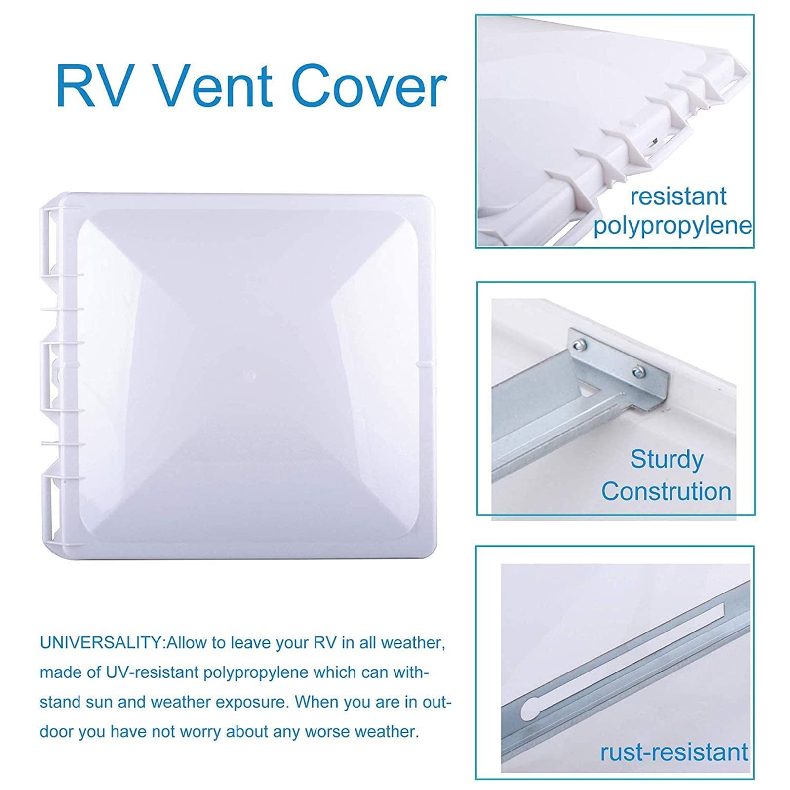 Wadoy 13 x 13 inch RV Camper Vent Cover/Lid Comaptible with Jensen 40152 Metal Base 1994 & Up Models, Universal Roof Vent Cover Replacement for RV, Trailer, Camper, Motorhome