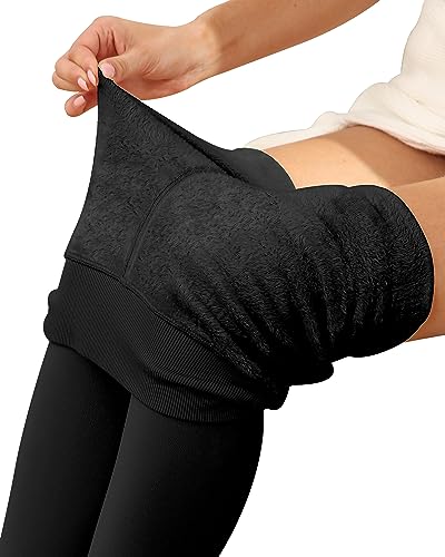 NORMOV Winter Warm Fleece Lined Leggings Women,Thick Thermal Velvet Tights (Black-XS/S)