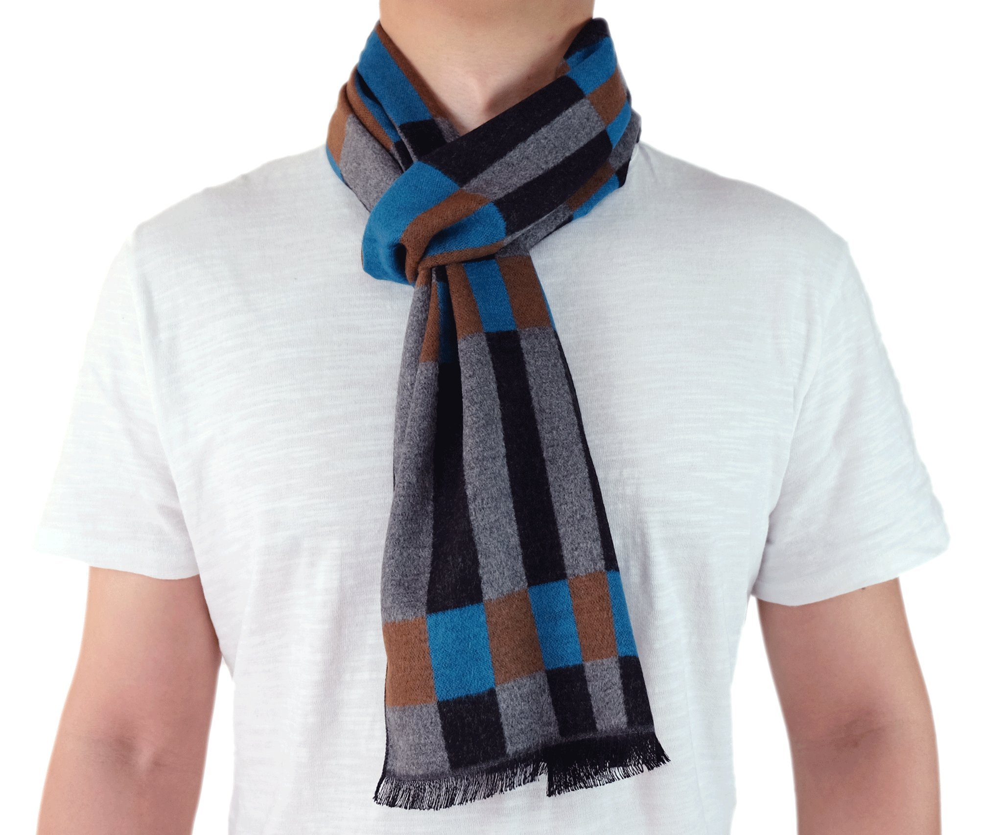 Scarf for Men Reversible Elegant Classic Cashmere Feel Scarves for Fall Winter (TA04-1)