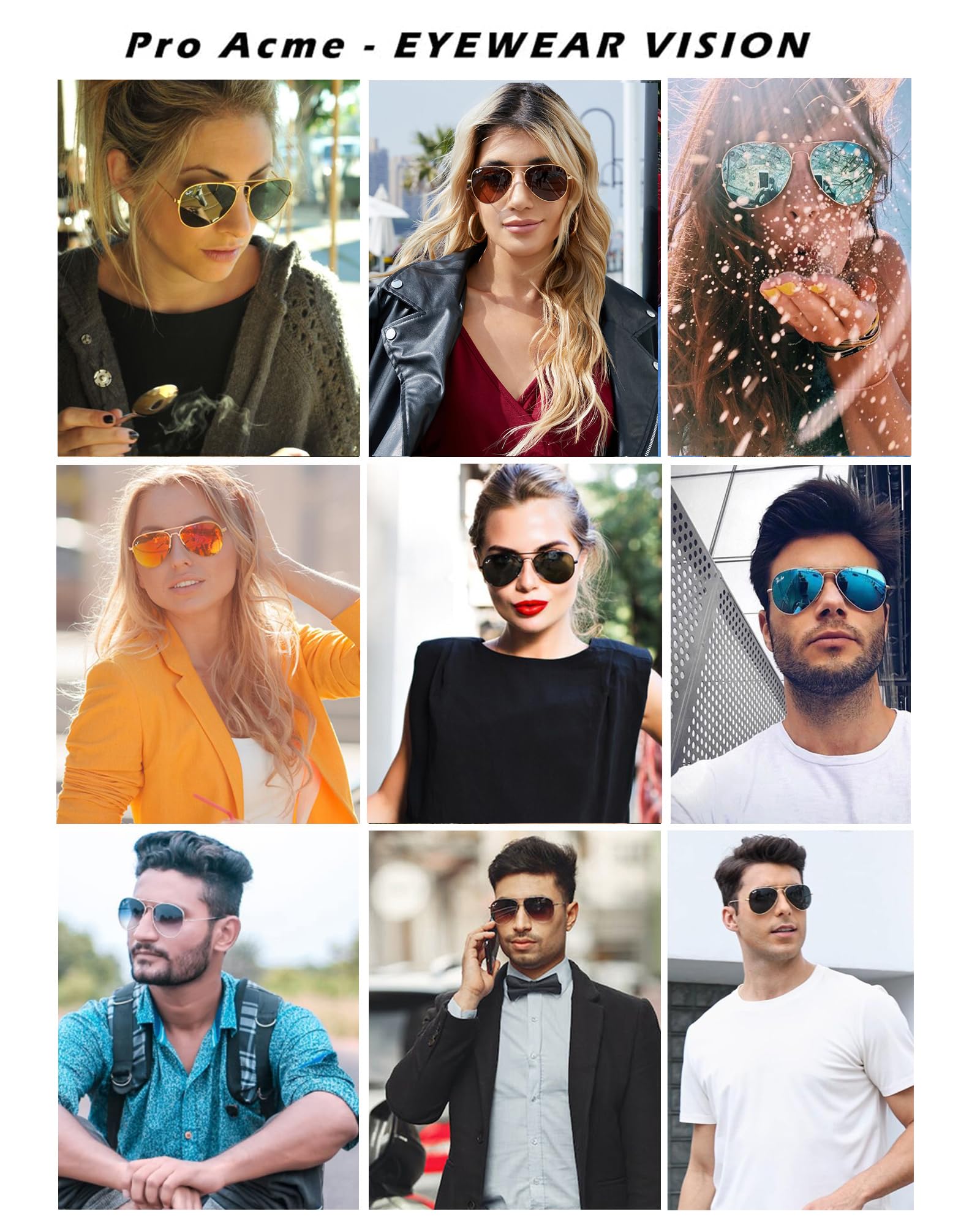 Pro Acme Classic Aviator Sunglasses for Men Women 100% Real Glass Lens (Gold/Grey)