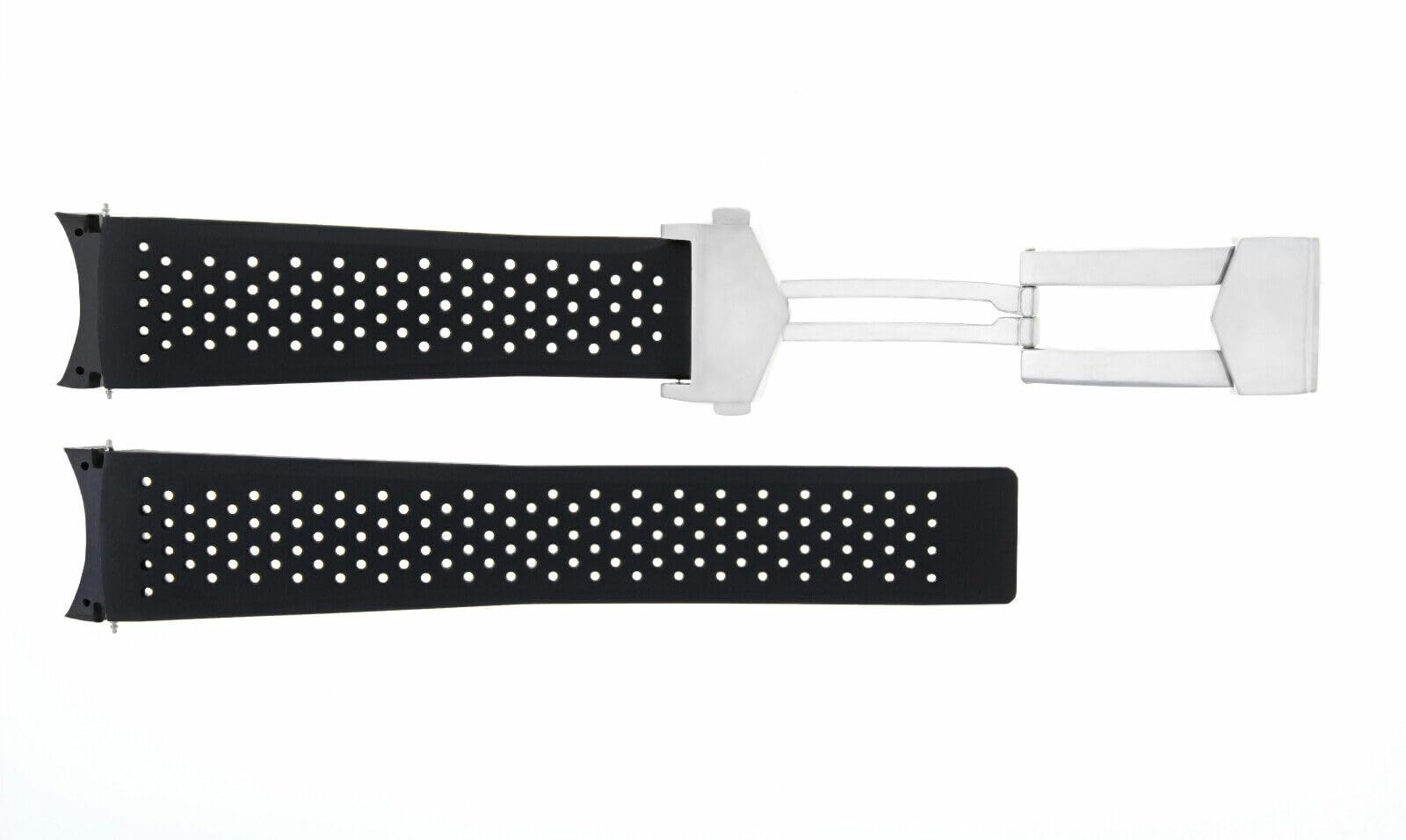 Ewatchparts 22mm Rubber Band Strap Compatible With Tag Heuer Grand Carrera Calibre 5 With Clasp Black
