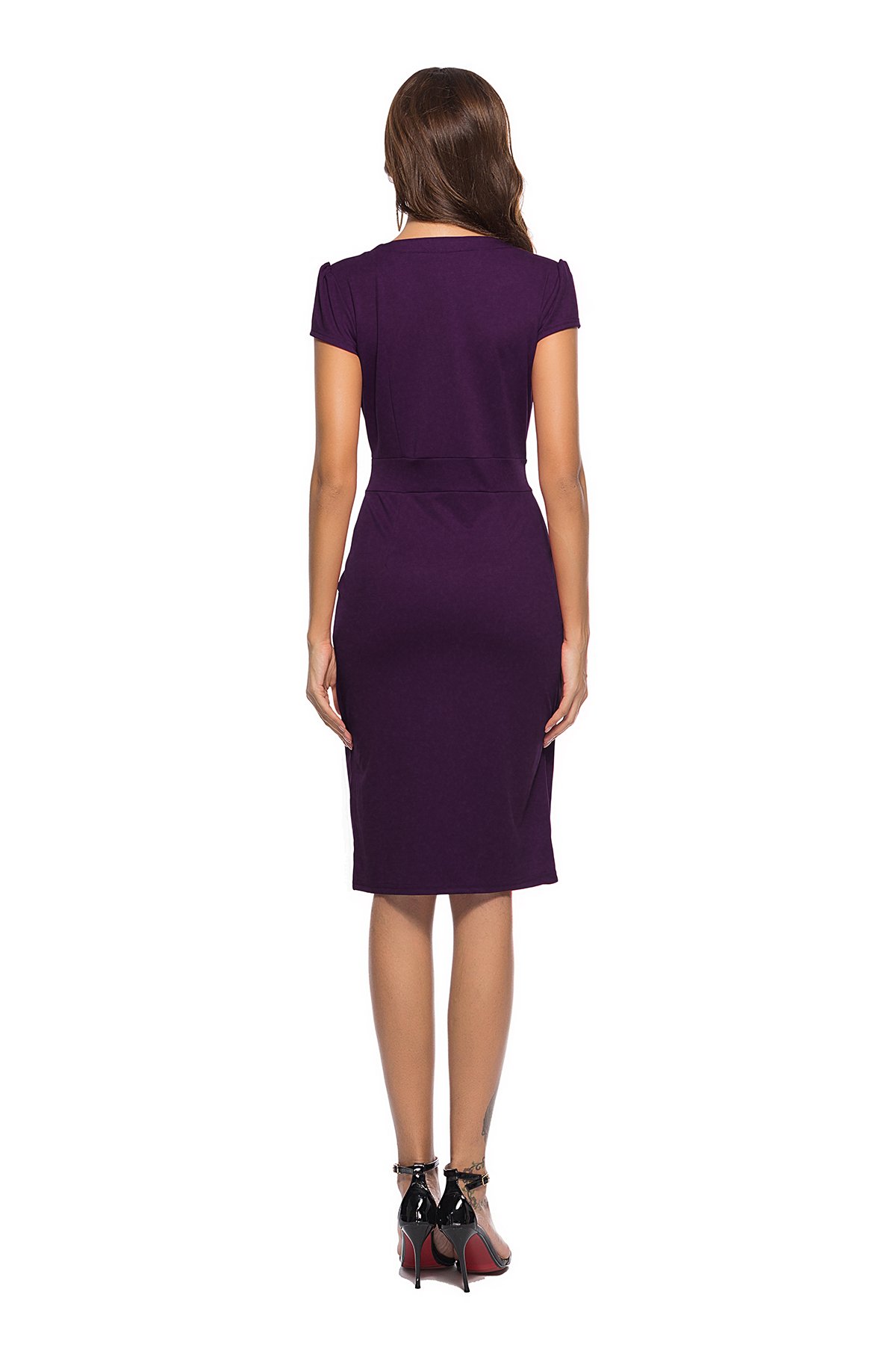 CEASIKERY Women's Business Retro Cocktail Pencil Wear to Work Office Casual Dress Purple