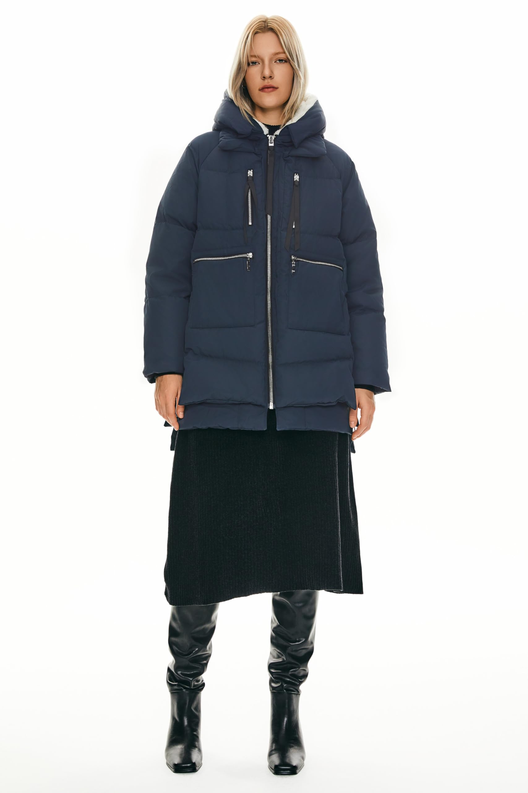 Orolay Women's Thickened Down Jacket (XL, Navy)