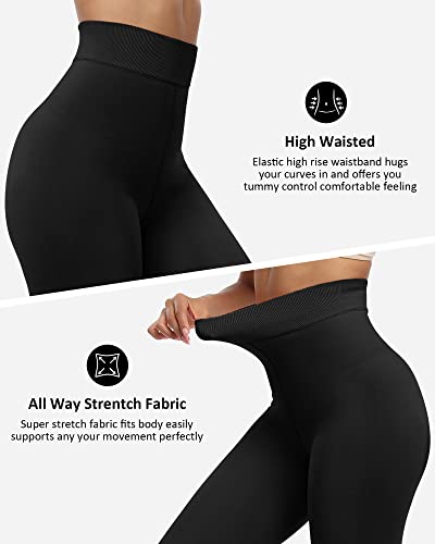 NORMOV Winter Warm Fleece Lined Leggings Women,Thick Thermal Velvet Tights (Black-XS/S)
