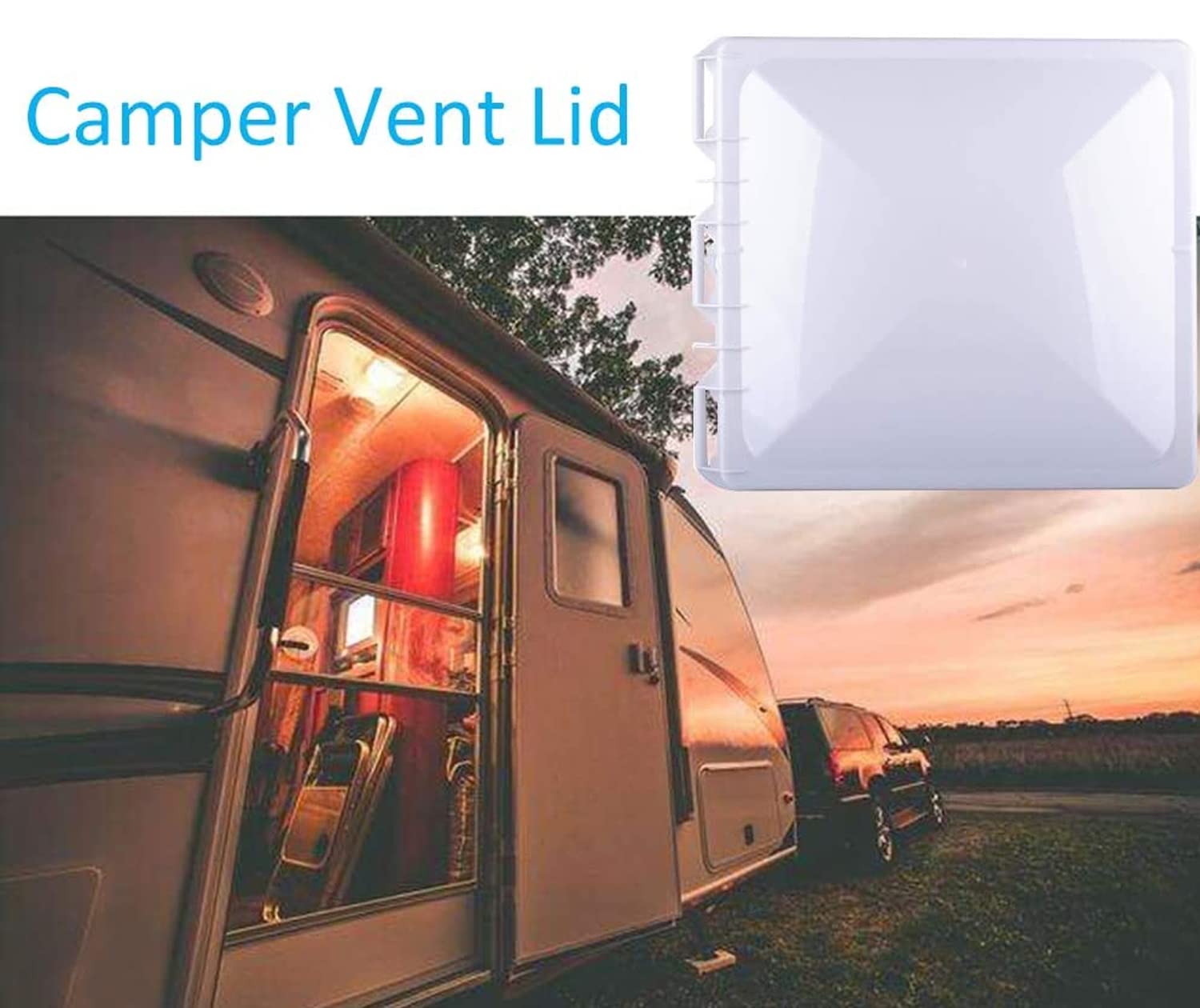 Wadoy 13 x 13 inch RV Camper Vent Cover/Lid Comaptible with Jensen 40152 Metal Base 1994 & Up Models, Universal Roof Vent Cover Replacement for RV, Trailer, Camper, Motorhome