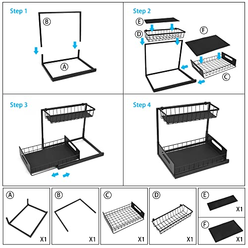 Under Sink Organizers and Storage, Under Sink Organizer, Under Sink Kitchen Rack, Pull-Out Home Organizers, 2-Tier Slide Out Sliding Shelf Under Cabinet Storage