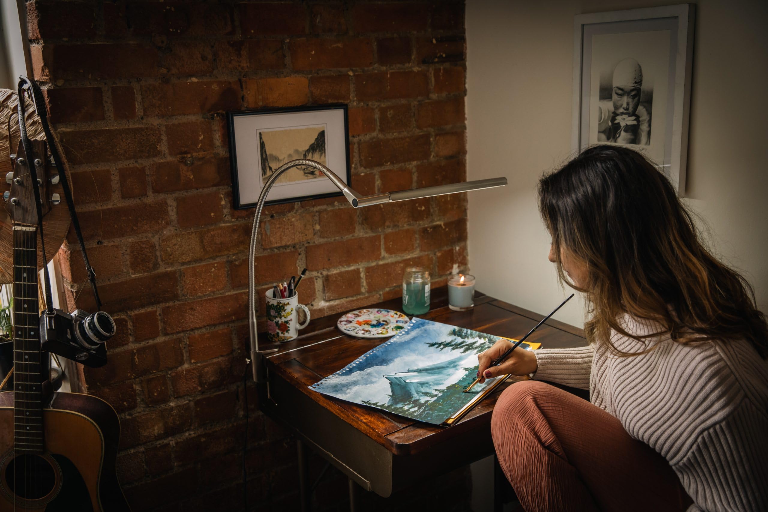 Daylight Techne LED Artist & Drafting Lamp, 12X20X7, Brushed Steel