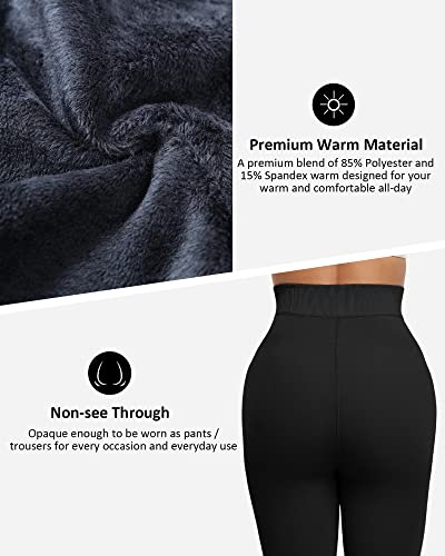 NORMOV Winter Warm Fleece Lined Leggings Women,Thick Thermal Velvet Tights (Black-XS/S)