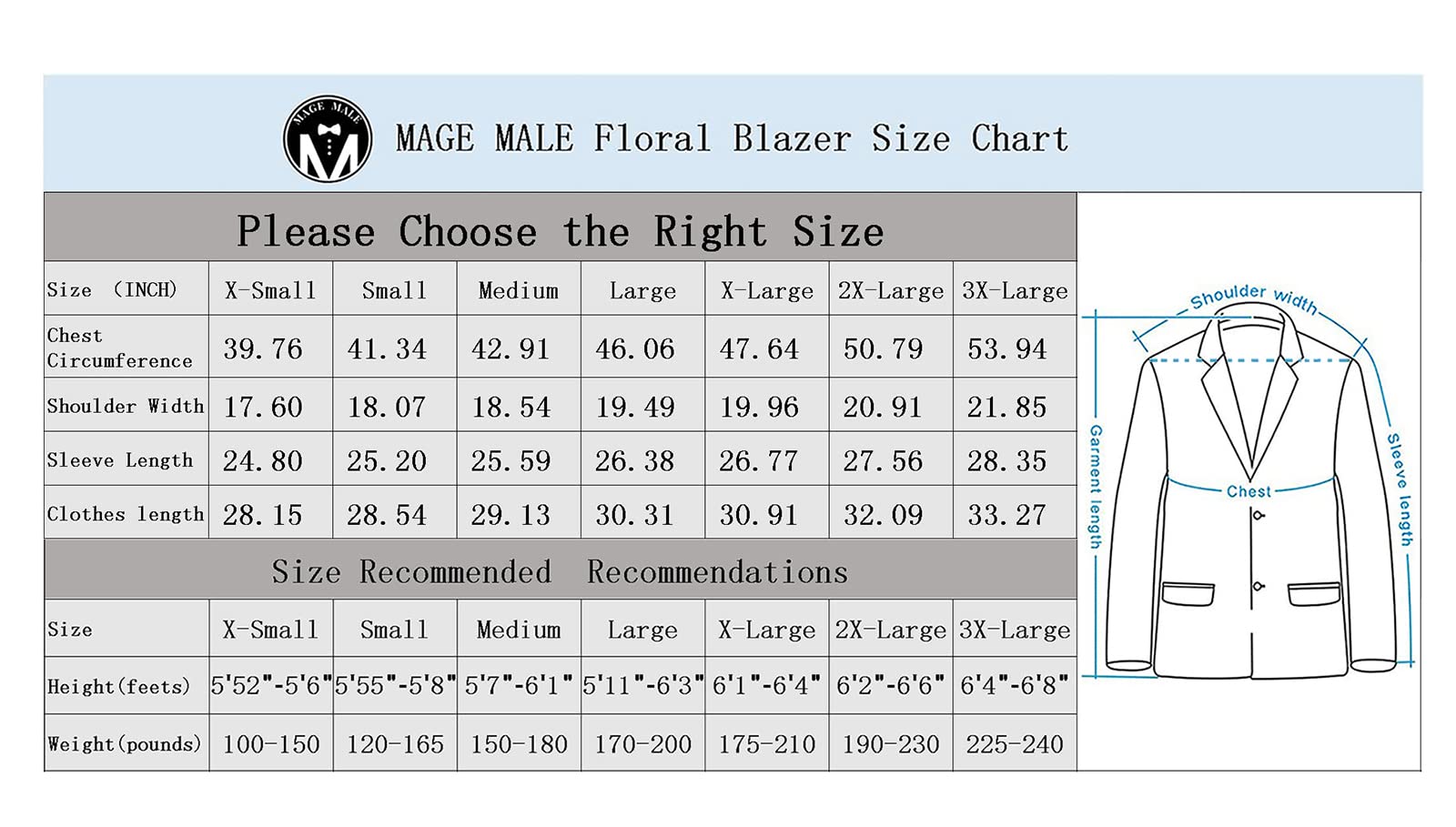 MAGE MALE Men's Dress Party Floral Suit Jacket Notched Lapel Slim Fit Two Button Stylish Blazer Red