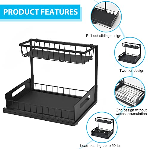Under Sink Organizers and Storage, Under Sink Organizer, Under Sink Kitchen Rack, Pull-Out Home Organizers, 2-Tier Slide Out Sliding Shelf Under Cabinet Storage